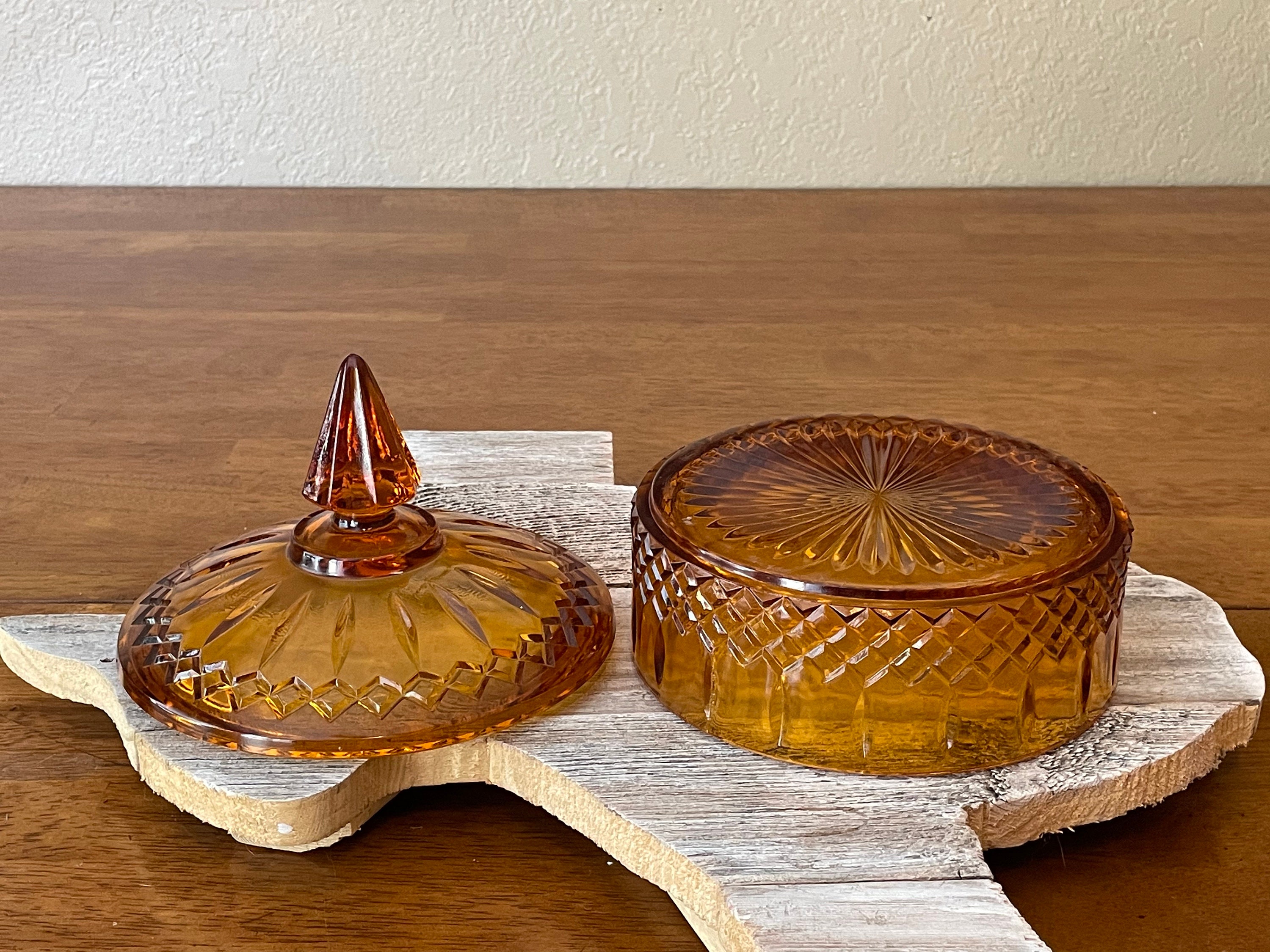 Amber Candy Dish With Lid Indiana Glass Princess Pattern - Etsy