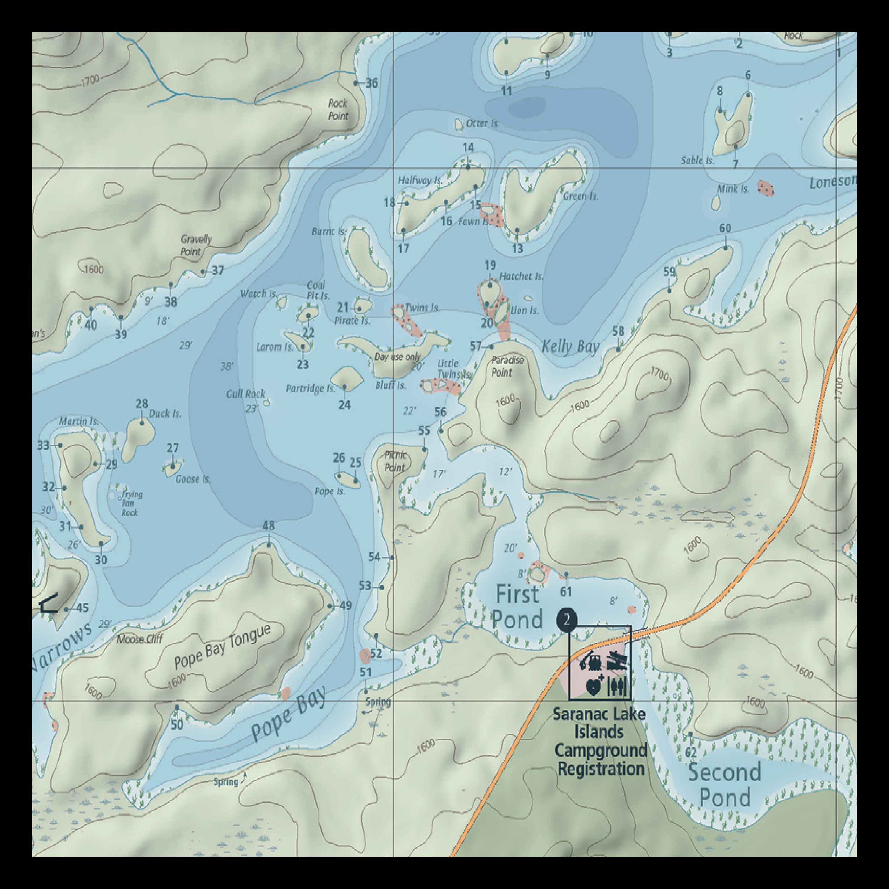 Saranac Lake Boating & Fishing Map - Etsy