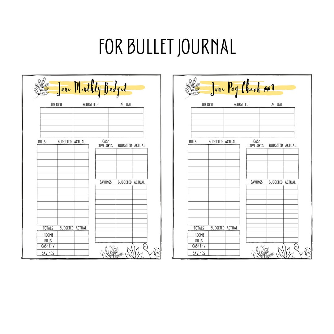 June Monthly Minimal Budget Planner | Bullet Journal | Budget Organizer ...