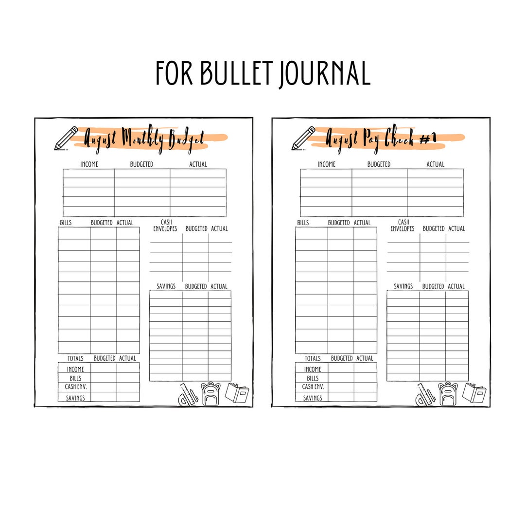 August Monthly Minimal Budget Planner | Bullet Journal | Budget ...