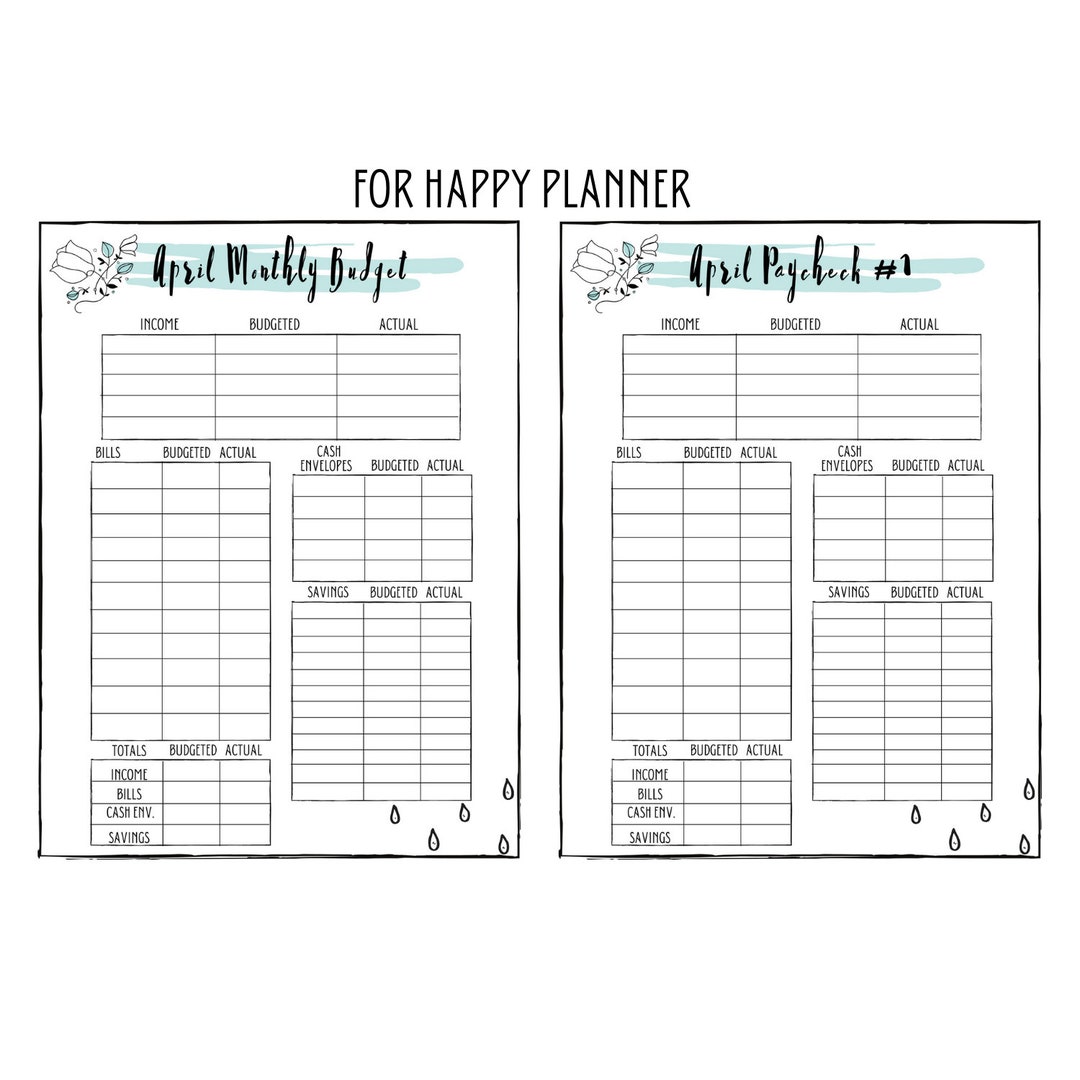 April Monthly Minimal Budget Planner | Happy Planner| Budget Organizer ...