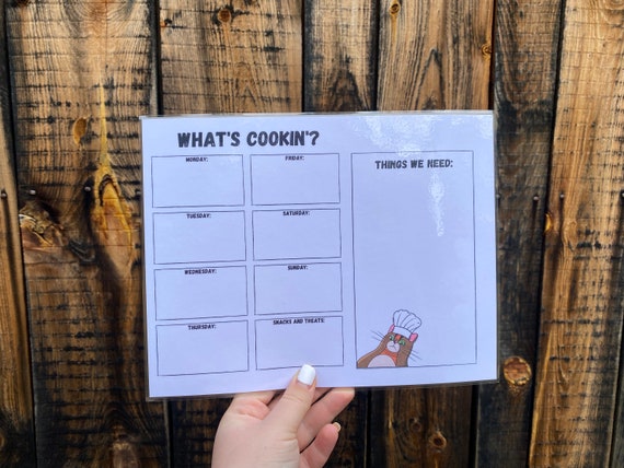 Rye Laminated Reusable Meal Planner Weekly Meal Tracker - Etsy