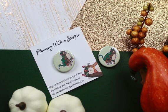 1 Inch Chonkasaurus Rex Pin Halloween Dinosaur Cat | Etsy