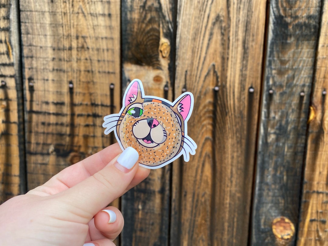 Waterproof Matte Vinyl Bagel Rye Sticker | Cat Lover Gift | Bagel Lover ...