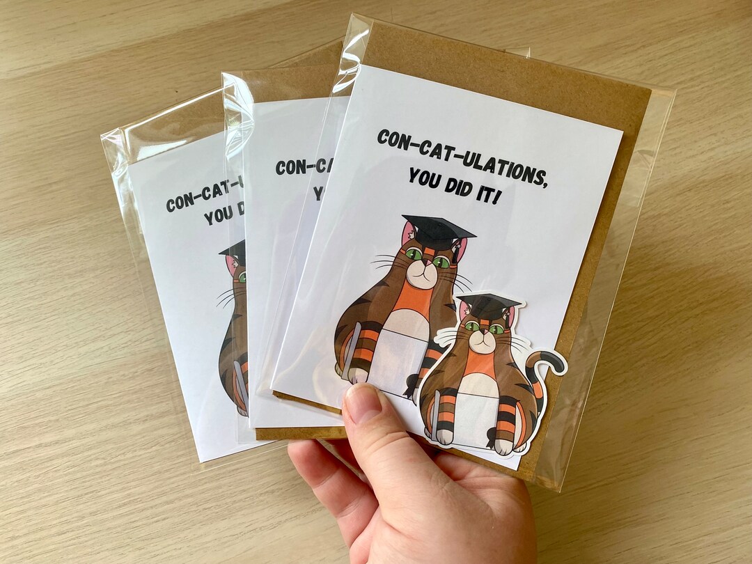 Handmade Cat Graduation Greeting Card | Funny Graduation Card | Blank ...