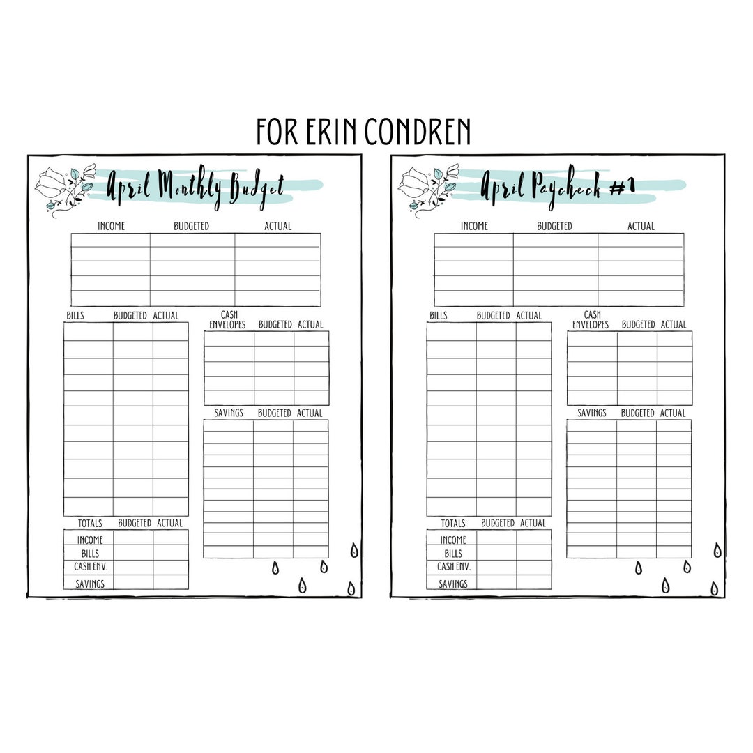 April Monthly Minimal Budget Planner | Erin Condren | Budget Organizer ...