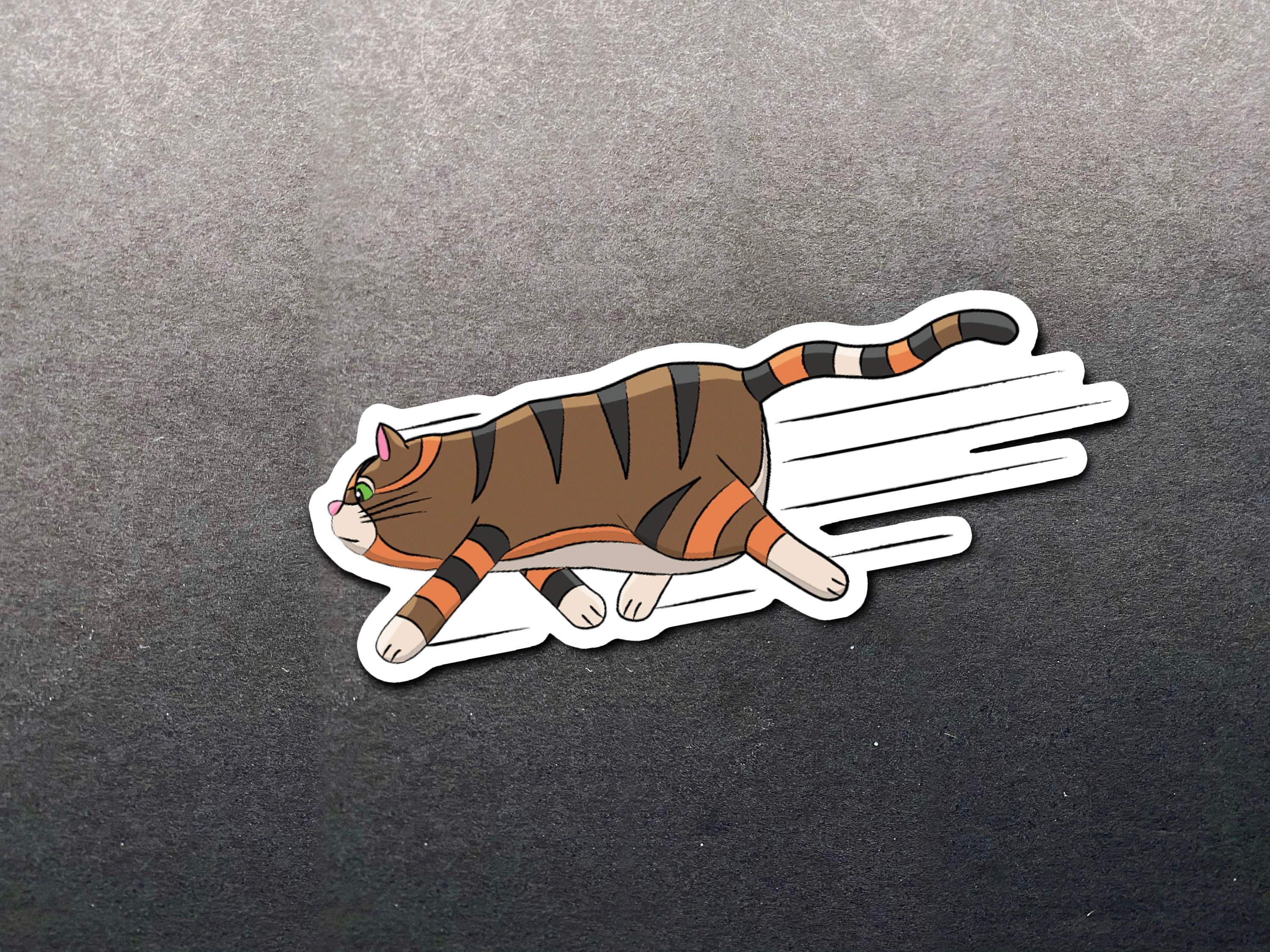 Waterproof Matte Vinyl Zooming Cat Sticker Running Cat - Etsy