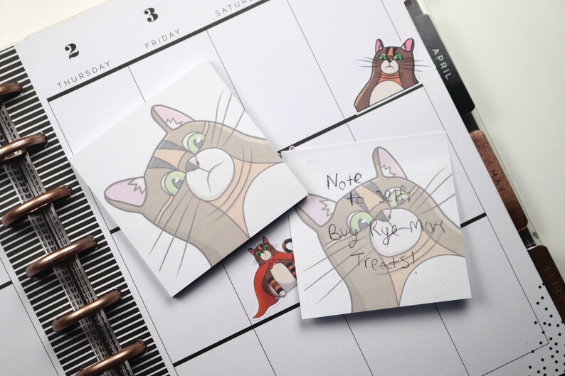 Cat Sticky Notes Cat Desk Stationary Cat Lover Gift - Etsy
