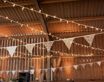 Floral White Lace Single Layer Flag Fabric Bunting Banner Wedding ...