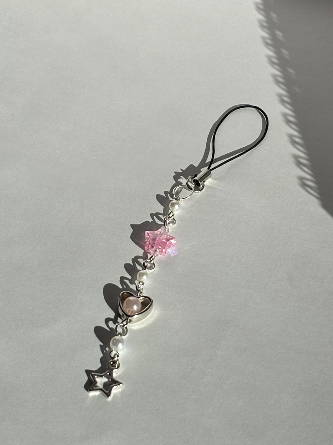 Pink Beaded Keychain Keychain Pink Phone Strap, Cute Coquette Star ...