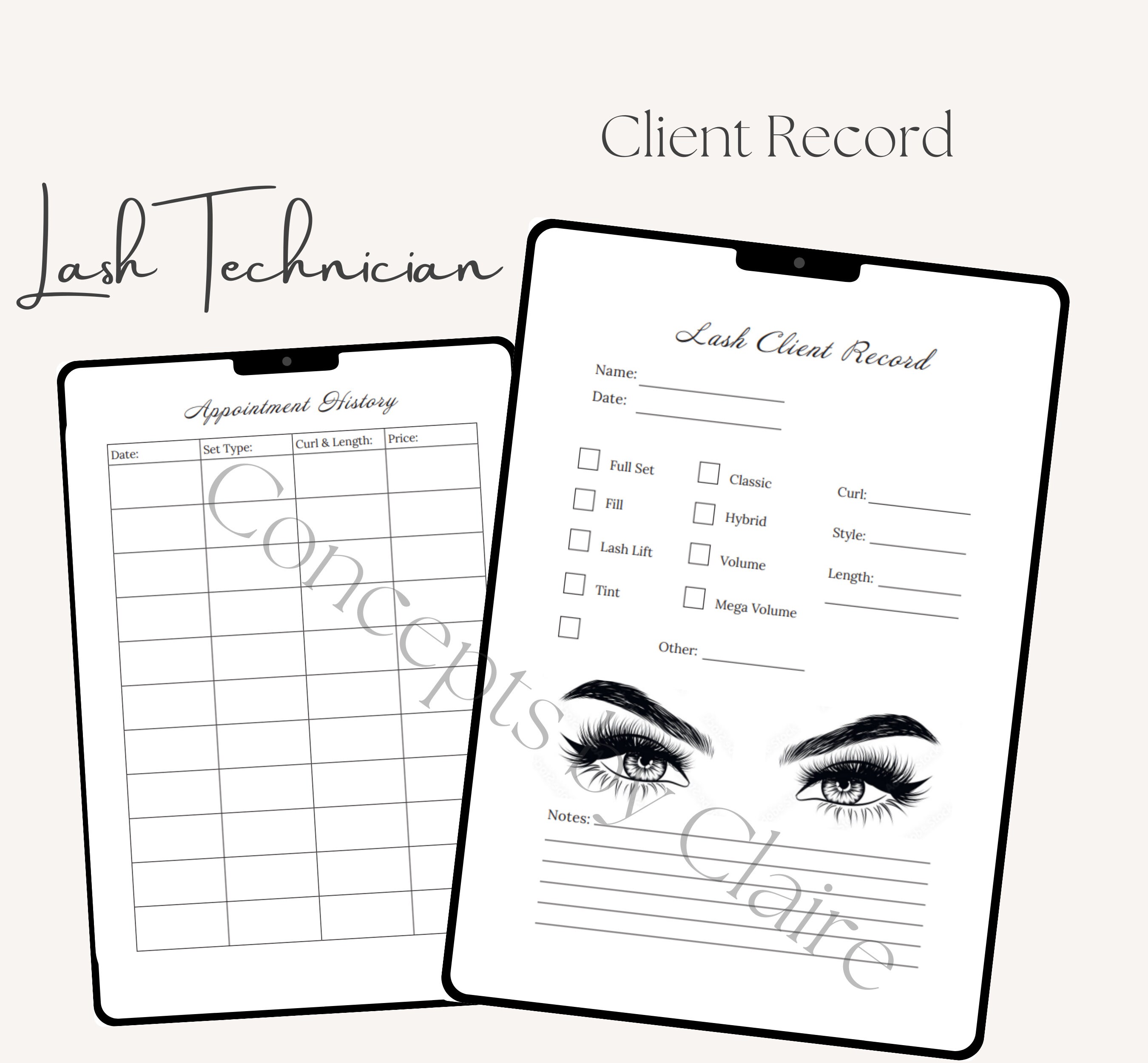 Eyelash Technician Client Record and Appointment Planner - Etsy