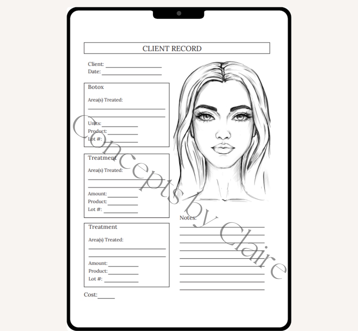 Nurse Injector Digital Download Template Goodnotes, Botox Form for ...