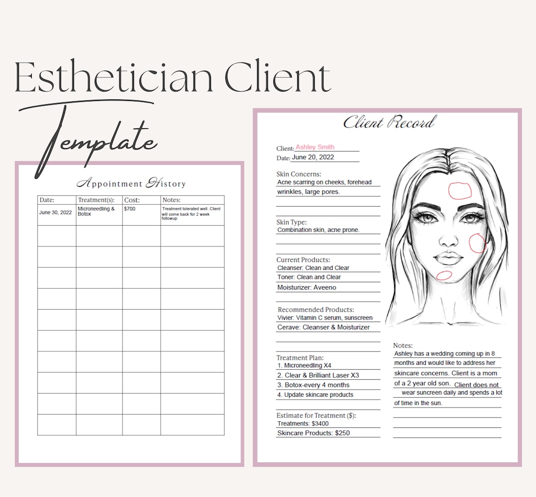 Esthetician Client Forms Downloadable for Goodnotes, Esthetician Social ...