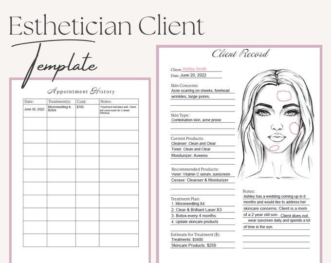 Esthetician Client Forms Downloadable for Goodnotes, Esthetician Social ...
