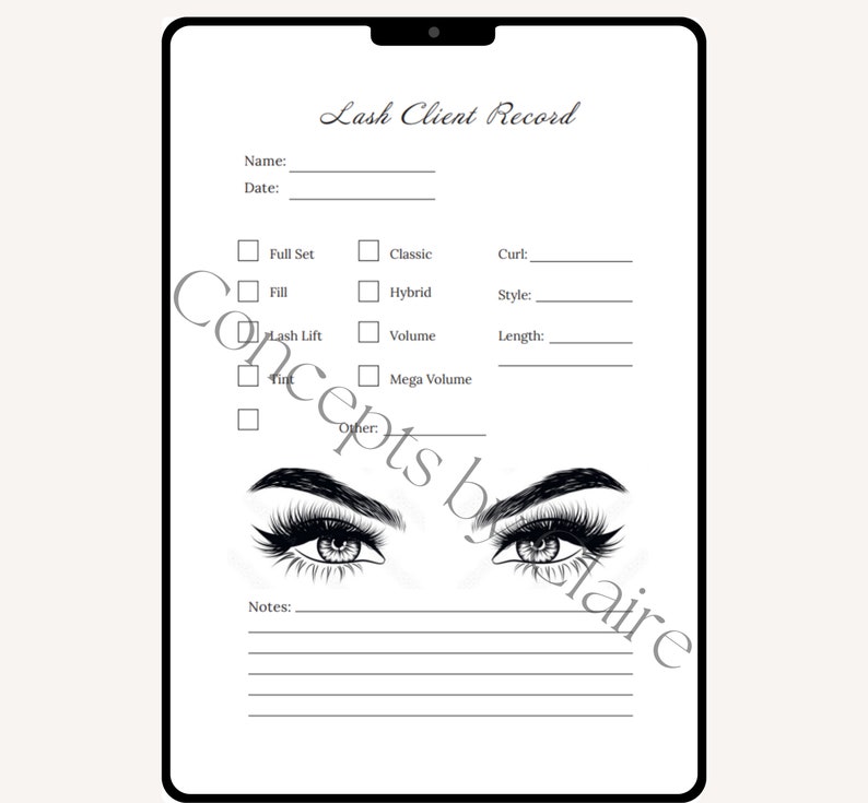Eyelash Technician Client Record and Appointment Planner - Etsy