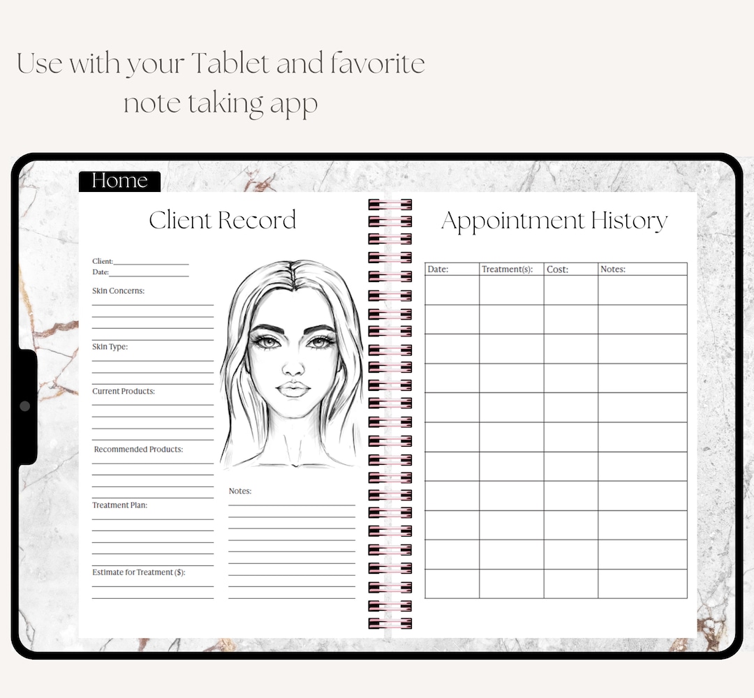 Esthetician Client Record, Digital Clickable Esthetician Planner ...