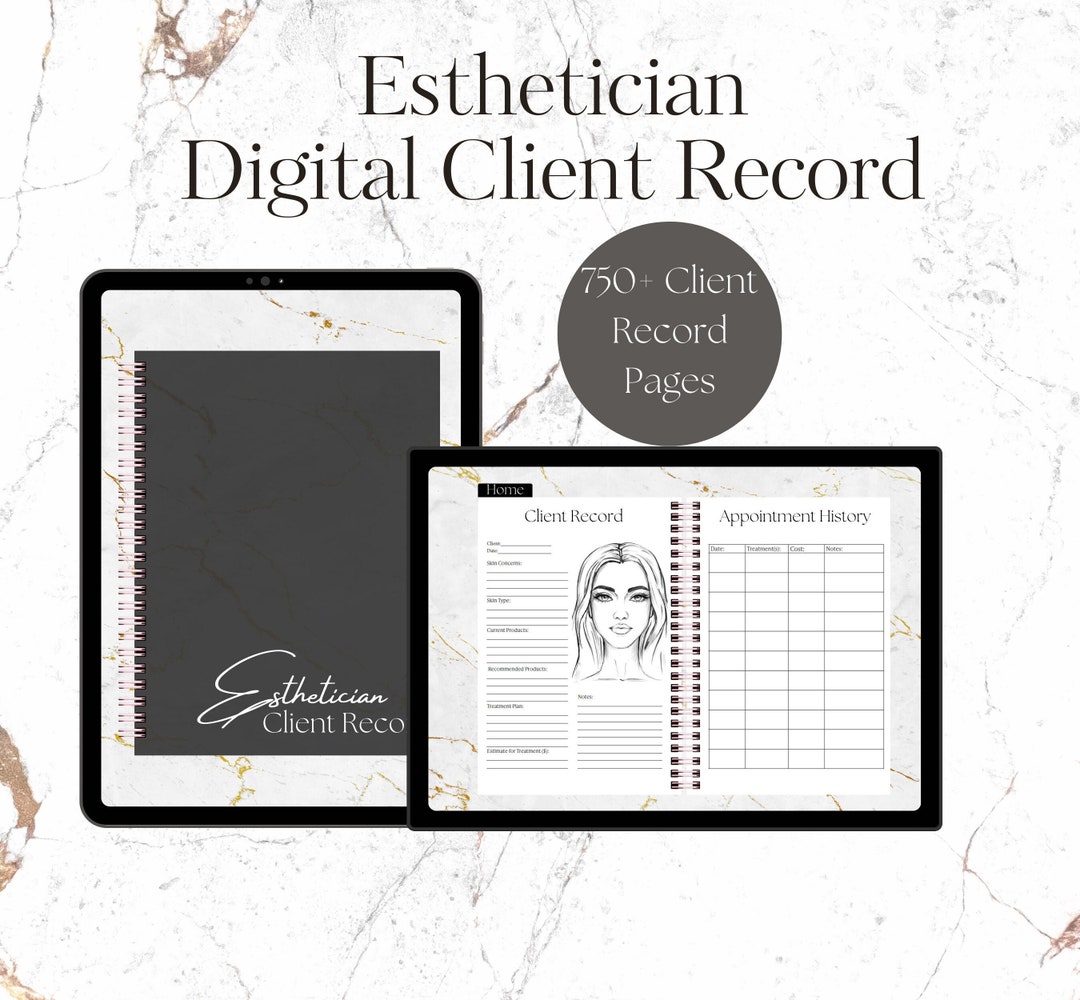 Digital Esthetician Client Record Planner, Tools for Estheticians ...