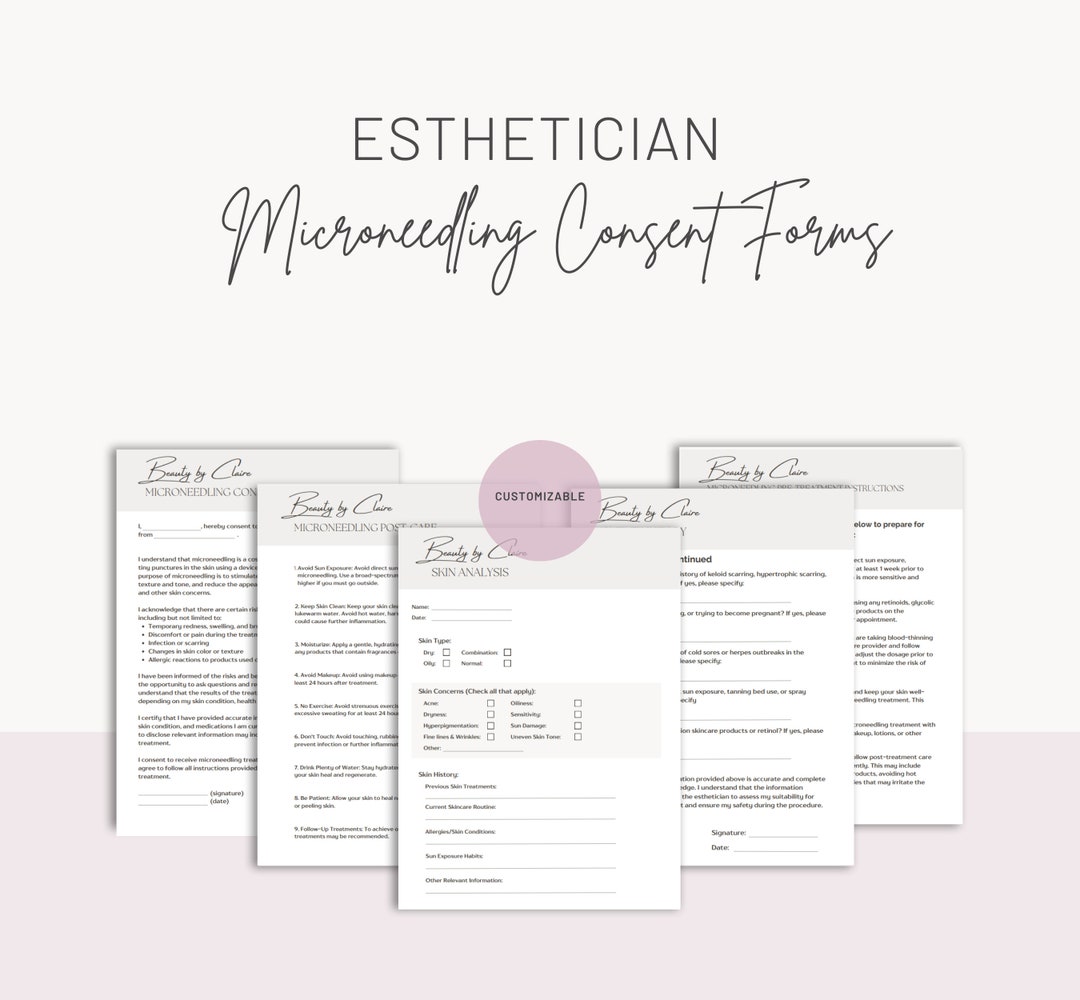 Digital Microneedling Consent Forms for Estheticians Customizable With ...