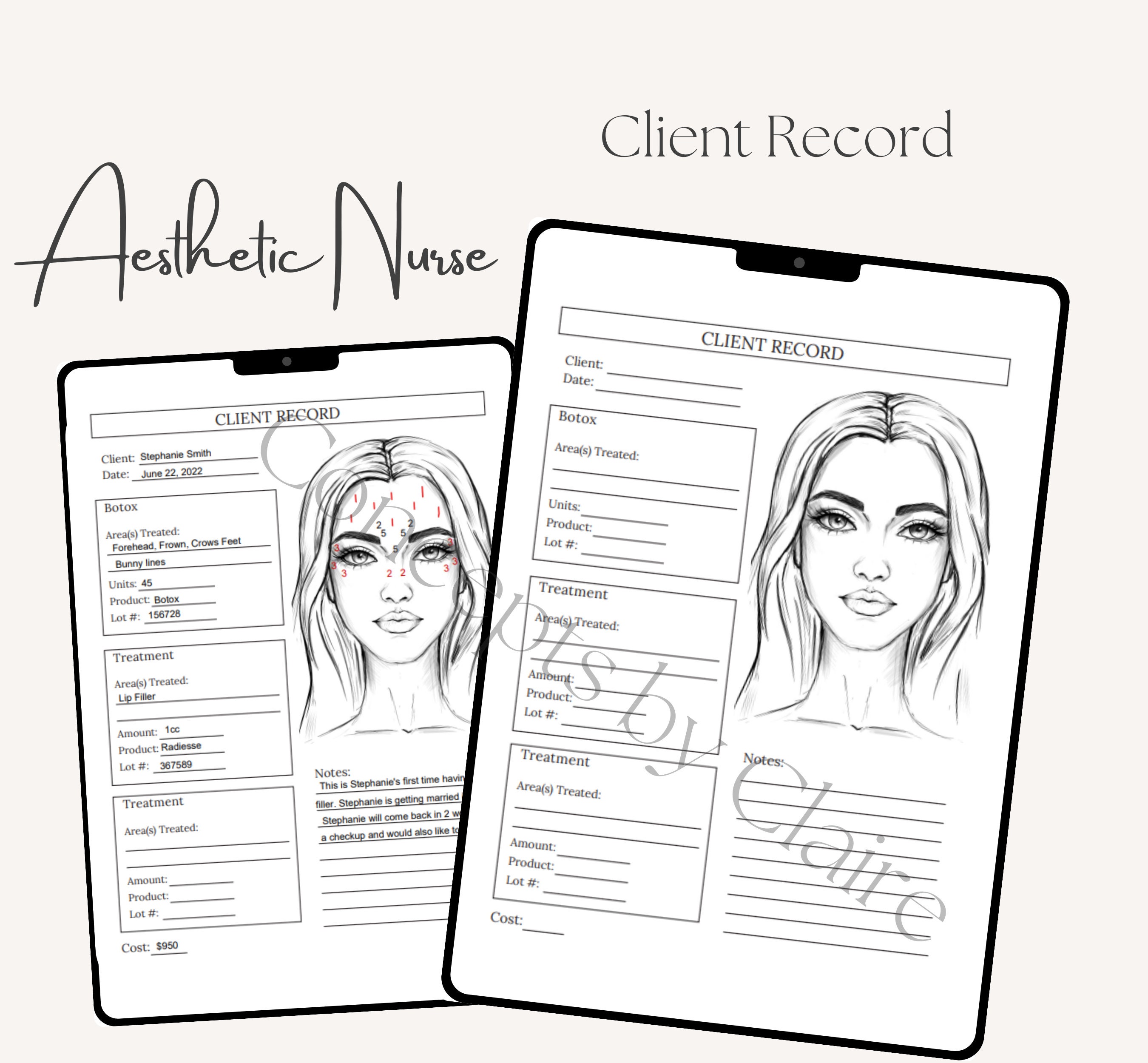 Nurse Injector Digital Download Template Goodnotes Botox Form - Etsy