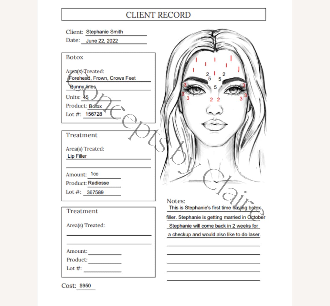 Nurse Injector Digital Download Template Goodnotes, Botox Form for ...