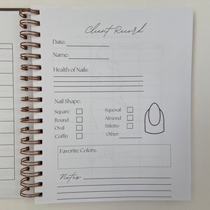 Nail Technician Client Record Book, Nail Technician Forms, Nail Tech ...