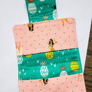 ASSORTED FABRIC Business Card Holder 2 Pocket Card Case With KAM Snap ...
