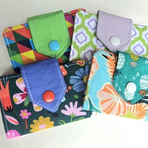 ASSORTED FABRIC Business Card Holder 2 Pocket Card Case With KAM Snap ...