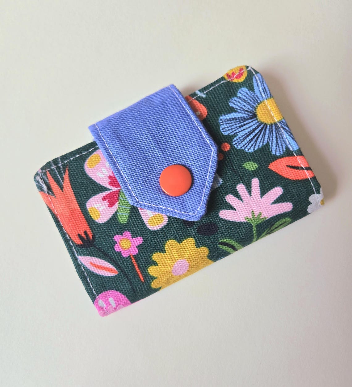 ASSORTED FABRIC Business Card Holder 2 Pocket Card Case With KAM Snap ...