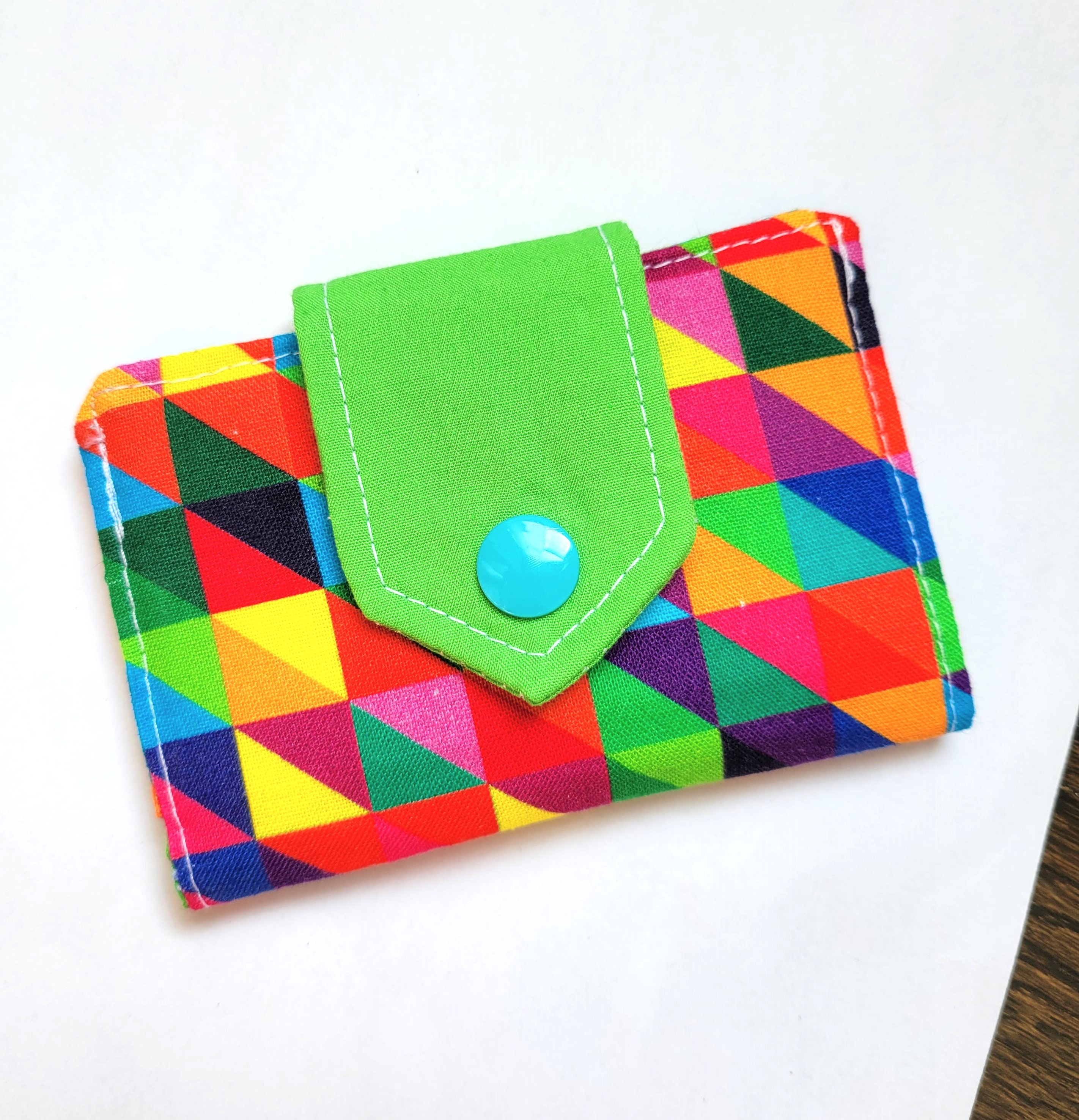 ASSORTED FABRIC Business Card Holder 2 Pocket Card Case With KAM Snap ...