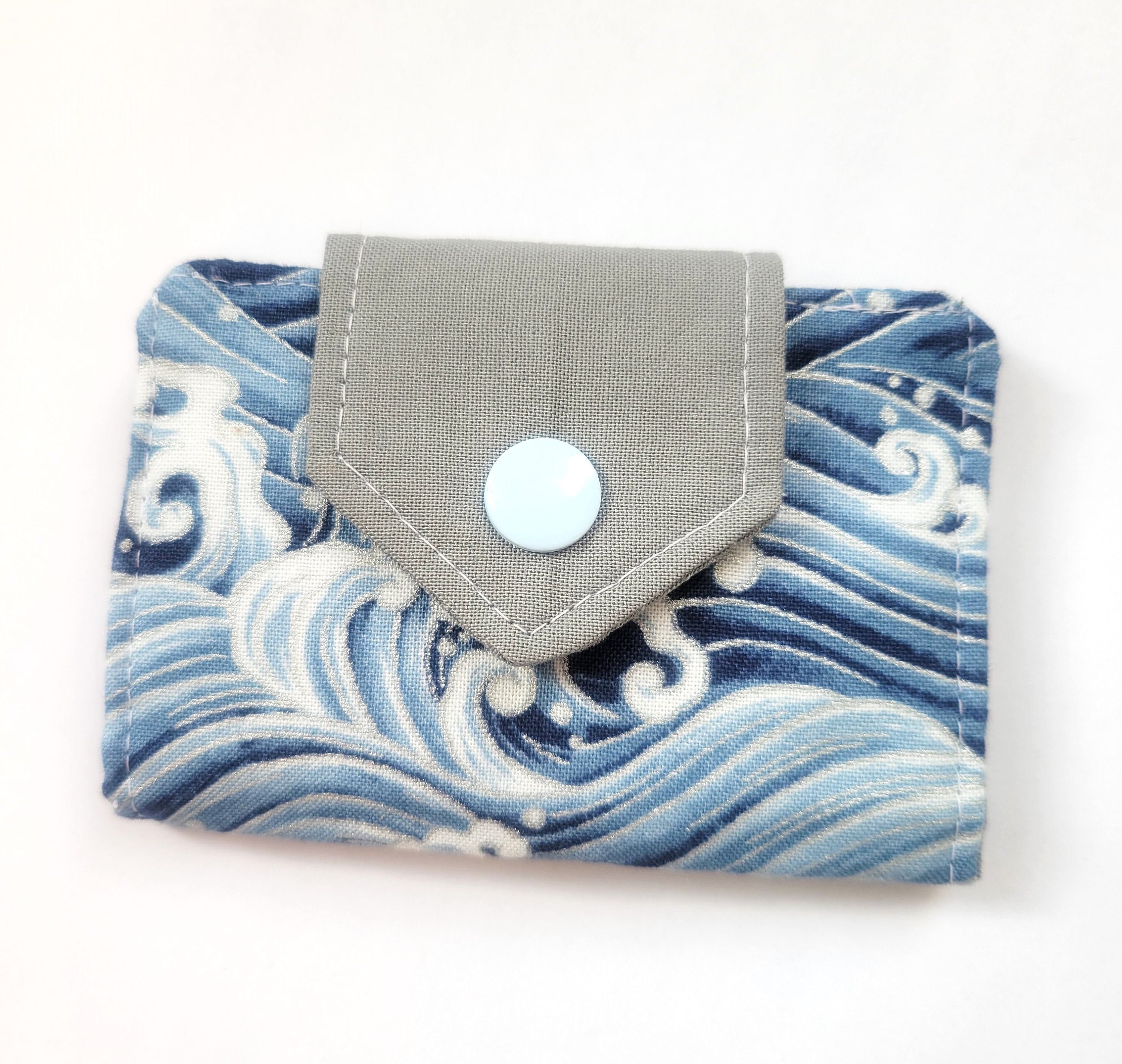 ASSORTED FABRIC Business Card Holder 2 Pocket Card Case With KAM Snap ...