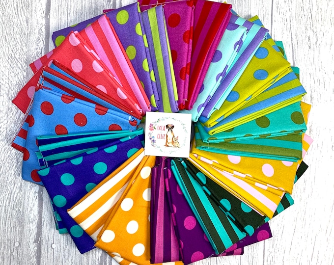 Tula Pink Pom Poms and Tent Stripes Fat Quarter Bundle - True Colors ...