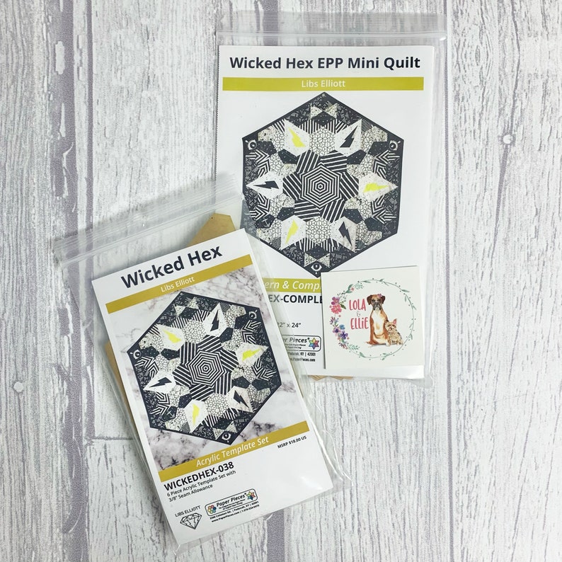 Libs Elliott Wicked Hex Mini Quilt Kit - Acrylic Templates - Complete ...