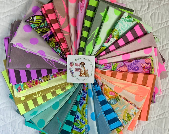 IN STOCK Tula Pink Everglow and Neon True Colors - Fat Quarter Bundle ...