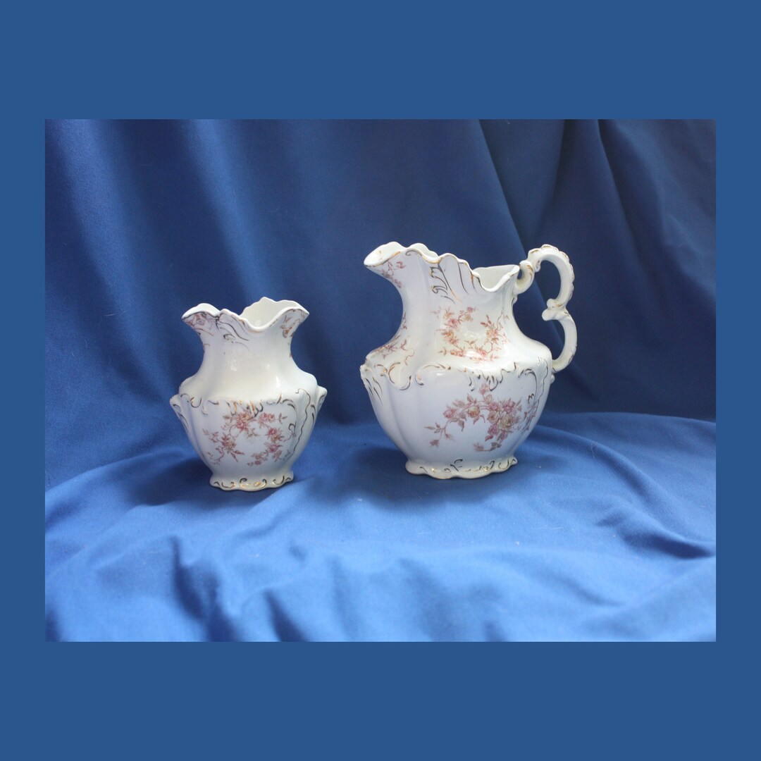 2 Pc. Antique Wood & Son Ironstone Small Pitcher and Spooner Vase - Etsy