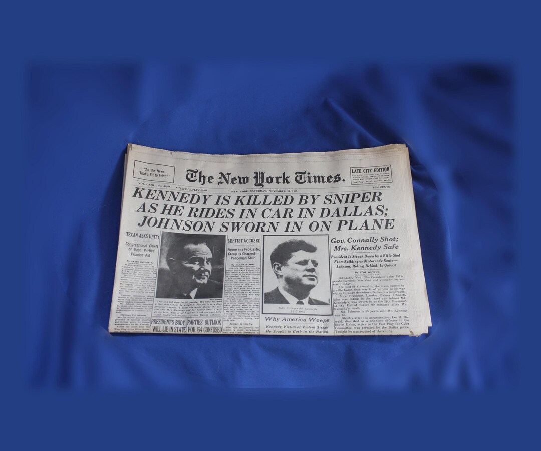 Vintage New York Times President Kennedy Assassination November 23 1963 ...