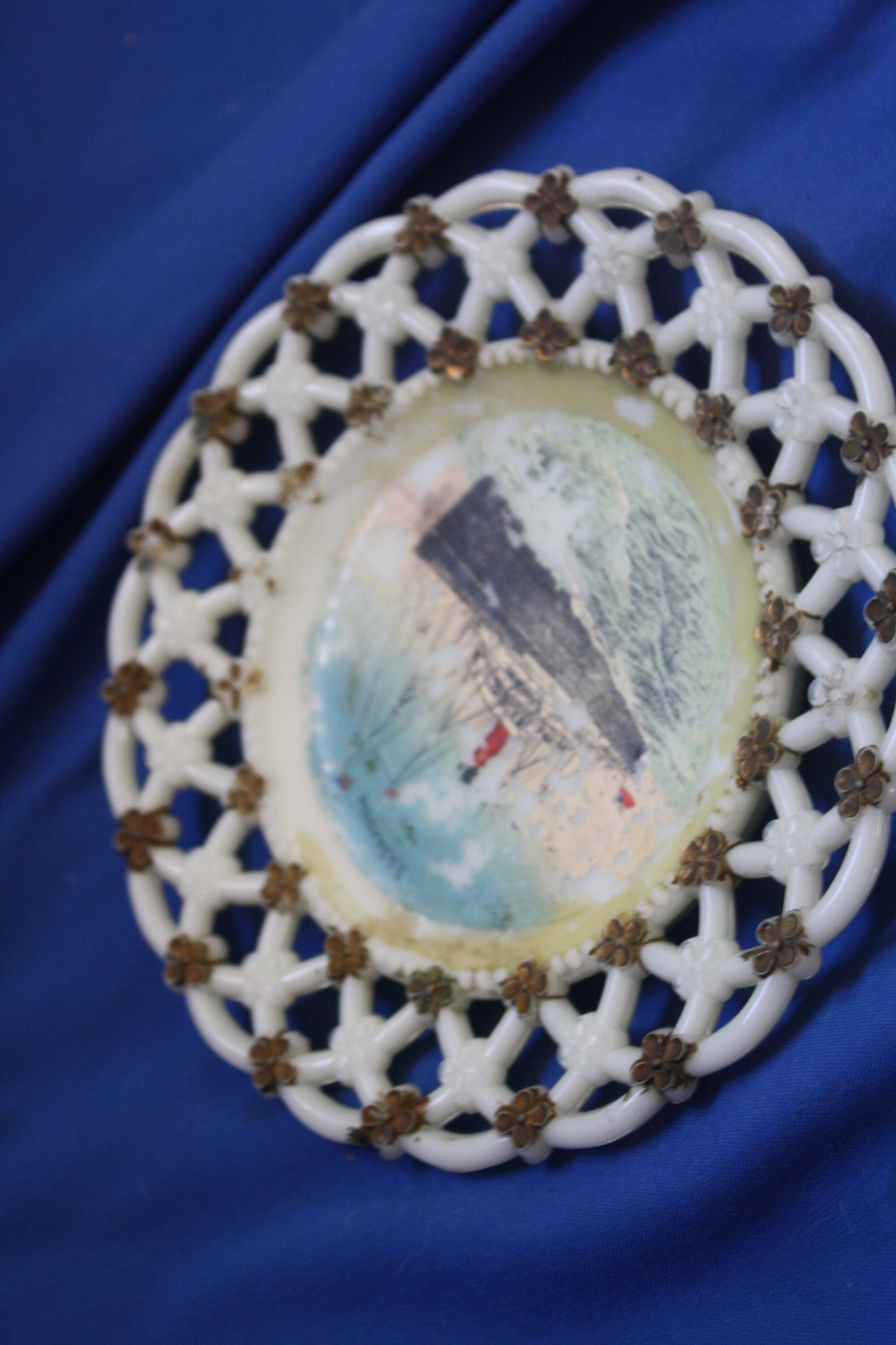 Antique 1900 SS Saxonia Reticulated Glass Souvenir Plate - Etsy