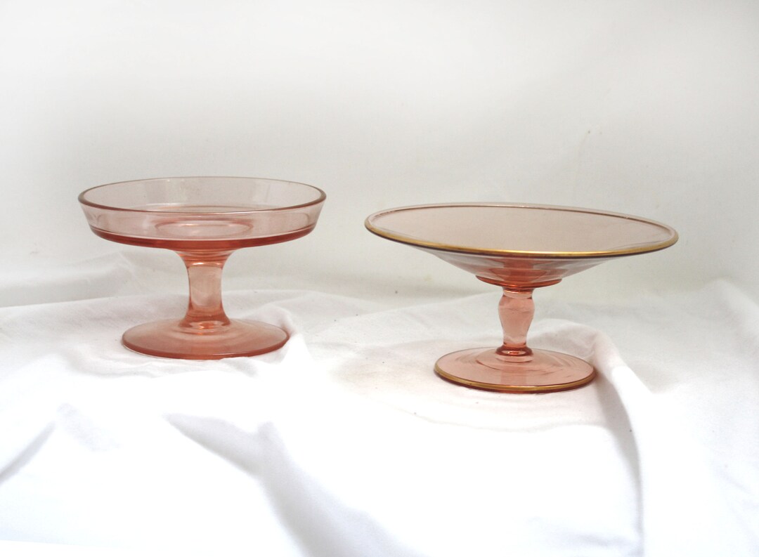 Two Vintage Pink Depression Glass Compotes - Etsy