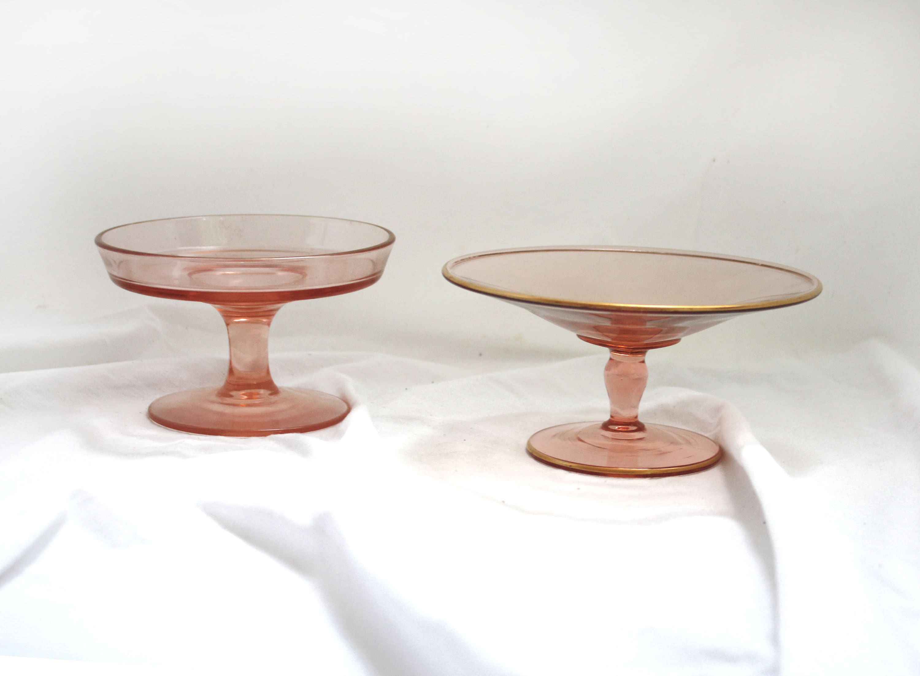 Two Vintage Pink Depression Glass Compotes - Etsy