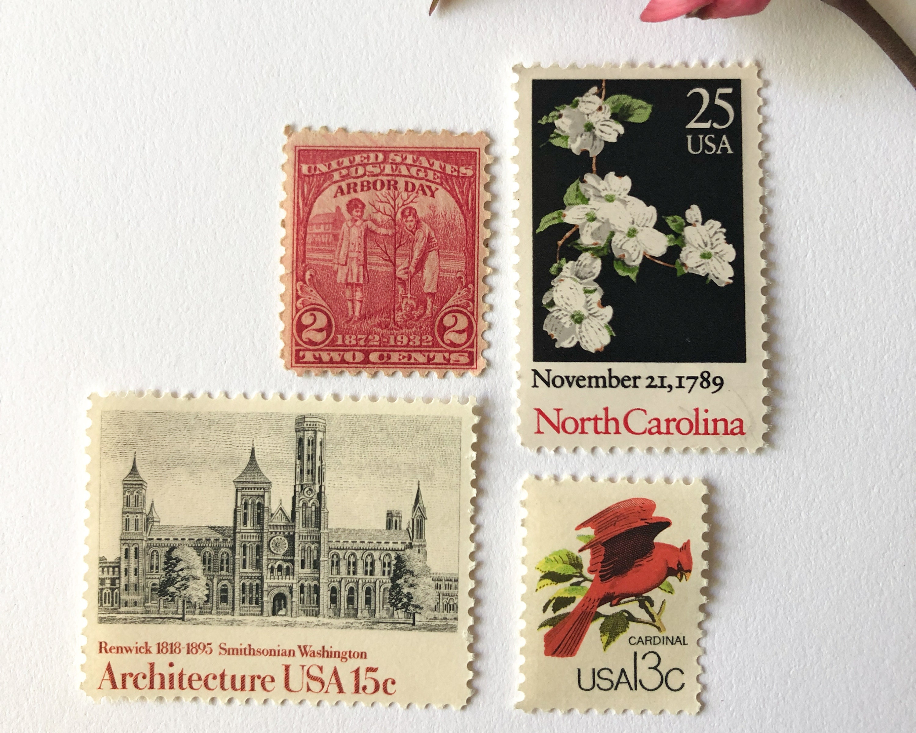 Red Vintage Postage Stamp Set Mix of 10 ten Unused US | Etsy