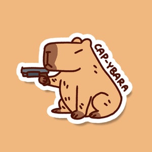 Bust a Cap-ybara Capybara Gun Vinyl Sticker - Etsy