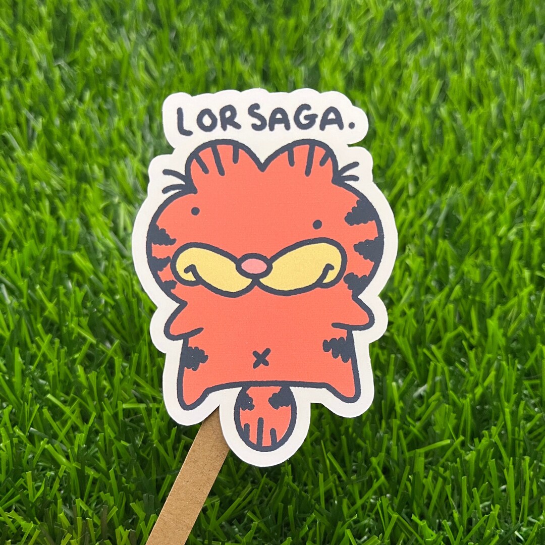 Orange Cat Lorsaga Lasagna Vinyl Sticker - Water Resistant AI FREE ...