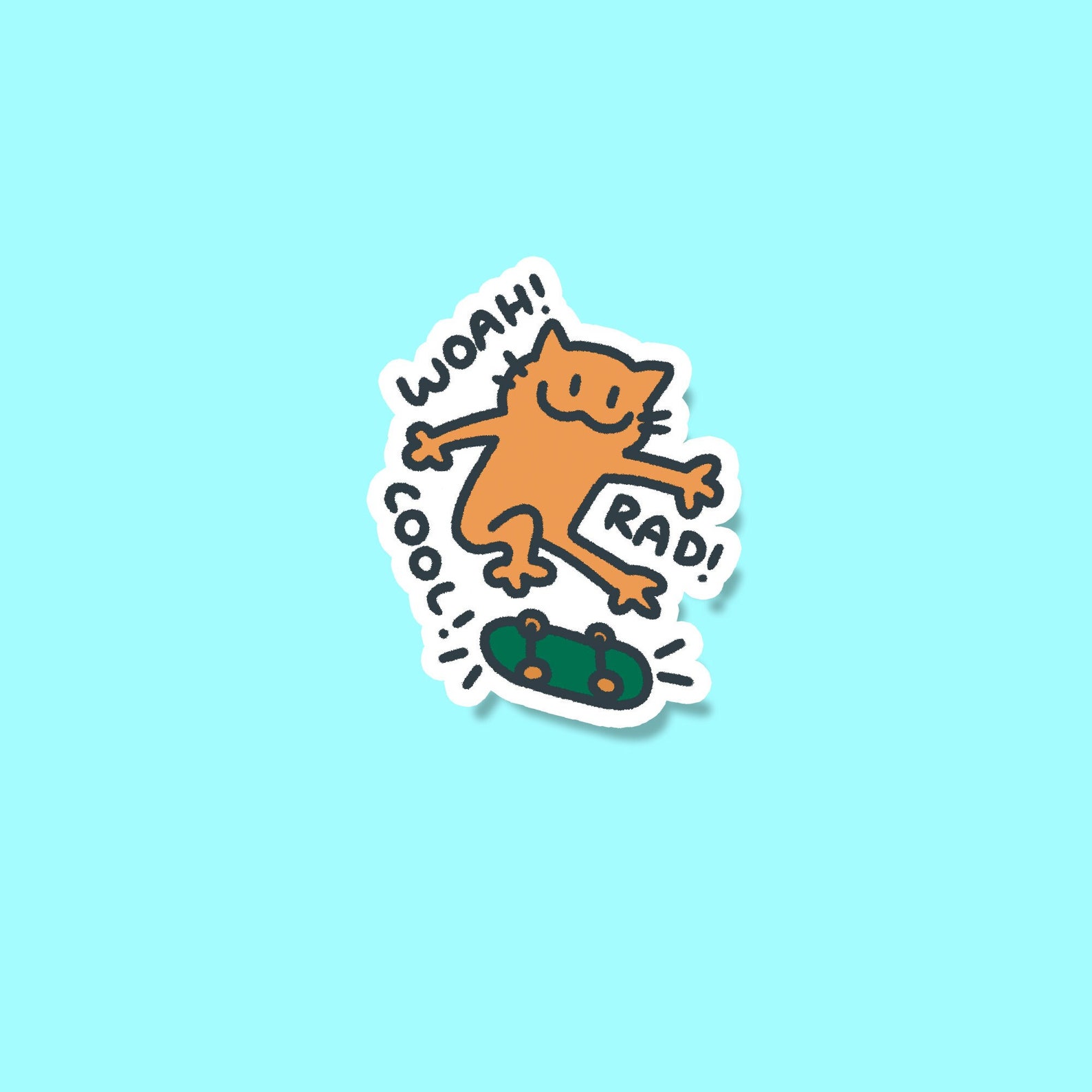 Rad Cat Cool Vinyl Sticker | Original Creator | Water Resistant Sticker ...