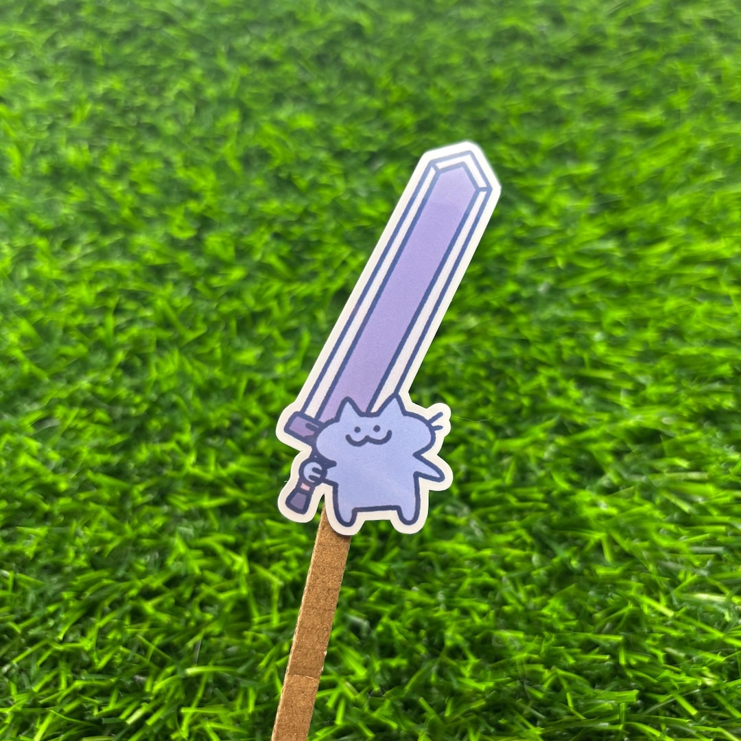 Sword Cat Vinyl Sticker: Waterproof Laptop Decal AI FREE Human Made - Etsy