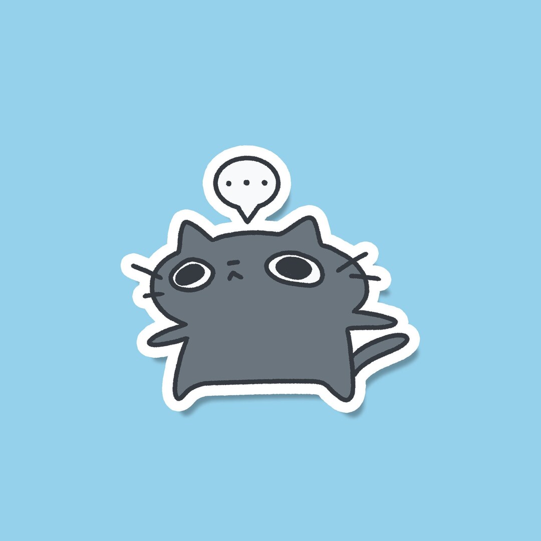 Doubtful Cat Vinyl Sticker: Waterproof Laptop Decal AI FREE Human Made ...