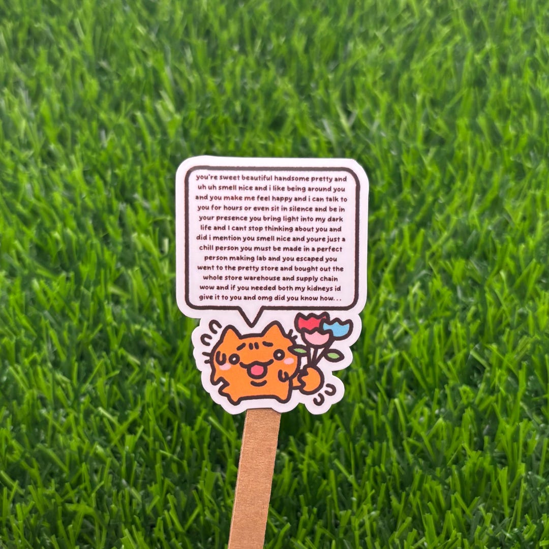 Yapping Love Cat Vinyl Sticker: Waterproof Laptop Decal AI FREE Human ...