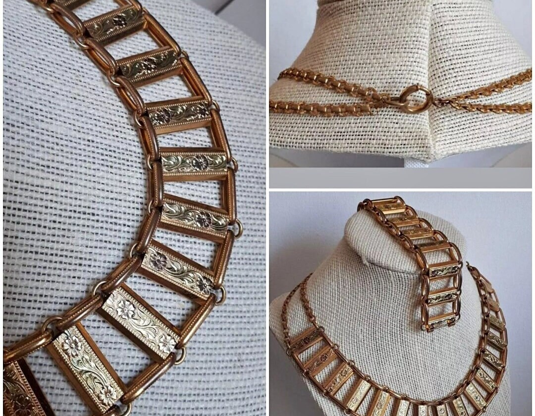 Antique Book Chain Necklace & Bracelet Set, Vintage Jewelry Gift for ...