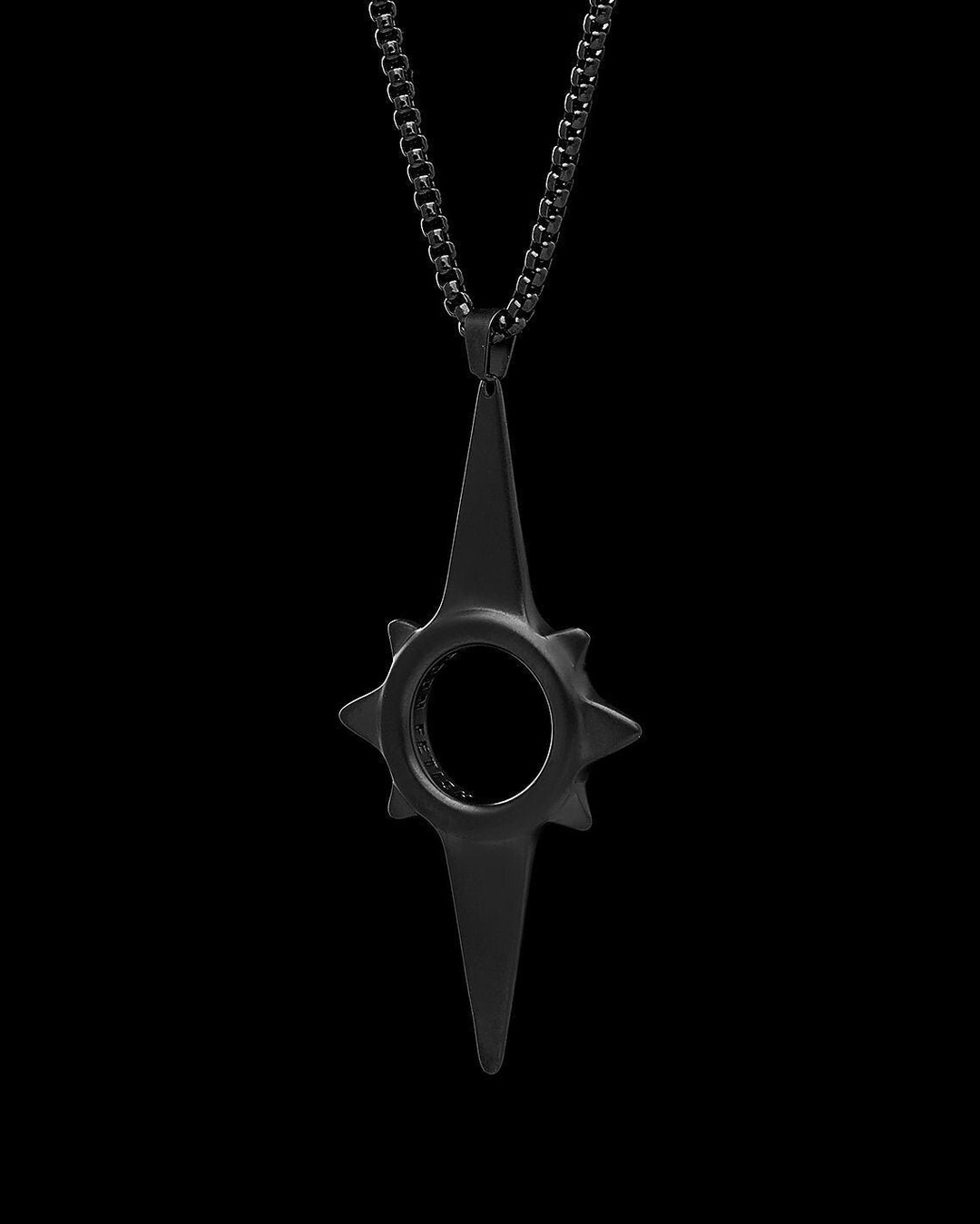 CELESTIAL Matte Black - Stylized Star Design / Unisex Stainless Steel ...