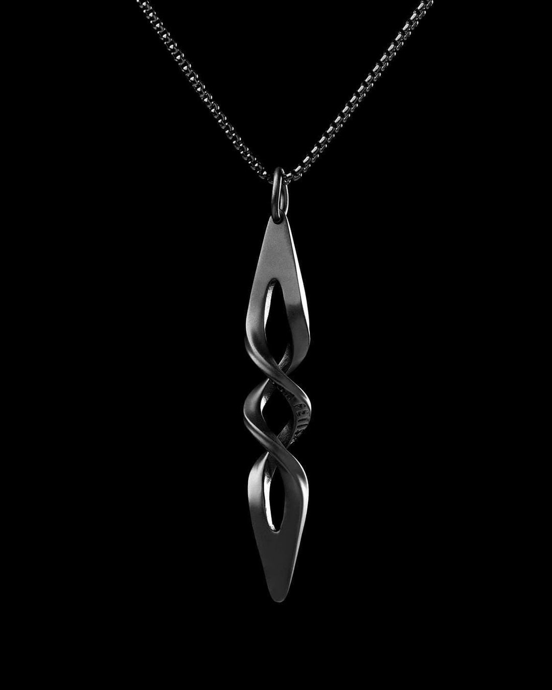 SPIRAL Matte Black - Modern Unisex Stainless Steel Double Helix Pendant ...