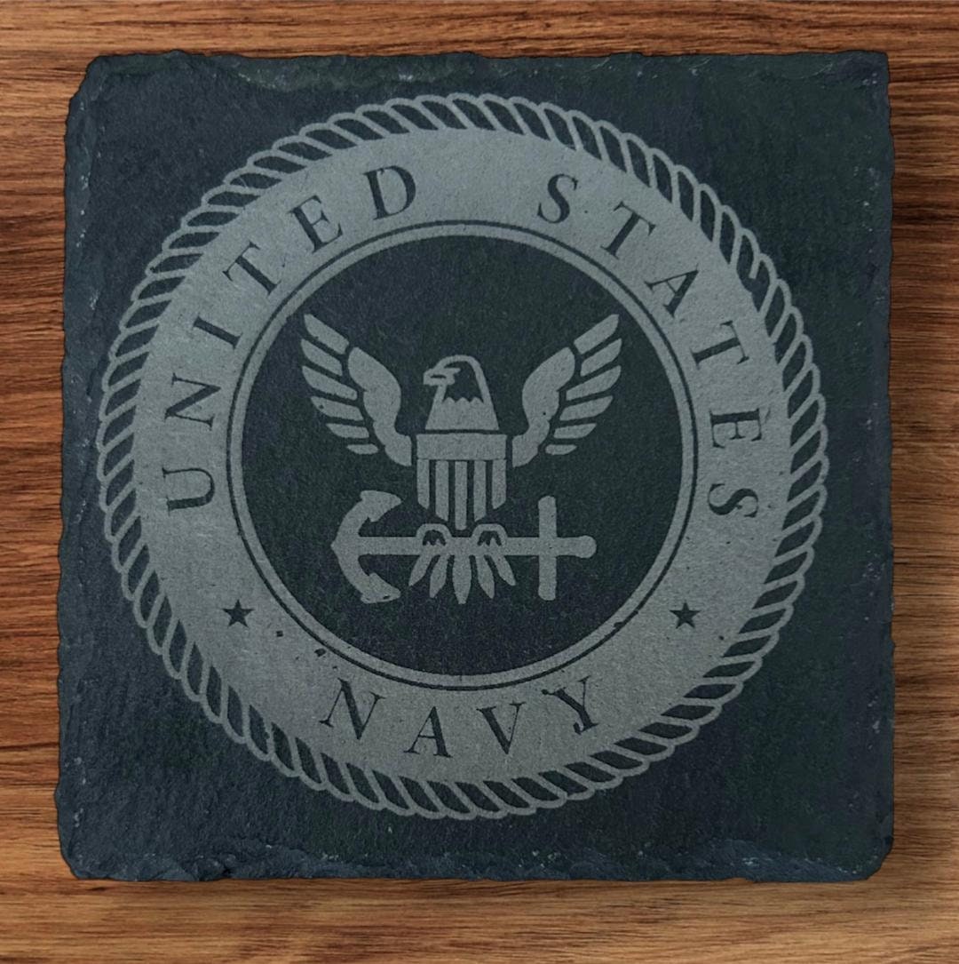 Custom Laser Engraved United States Navy Slate Coasters, Service Member ...