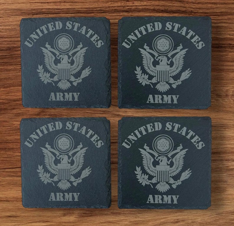 Custom Laser Engraved United States Army Slate Coasters, Housewarming ...